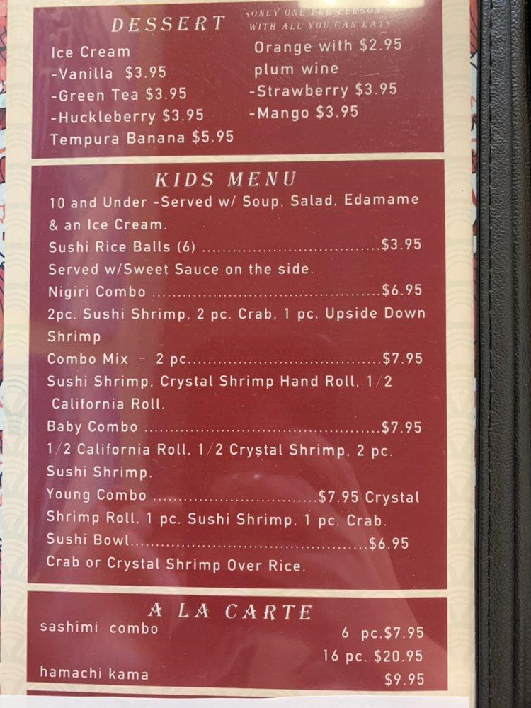 Menu at Oishi Sushi restaurant, Carson City