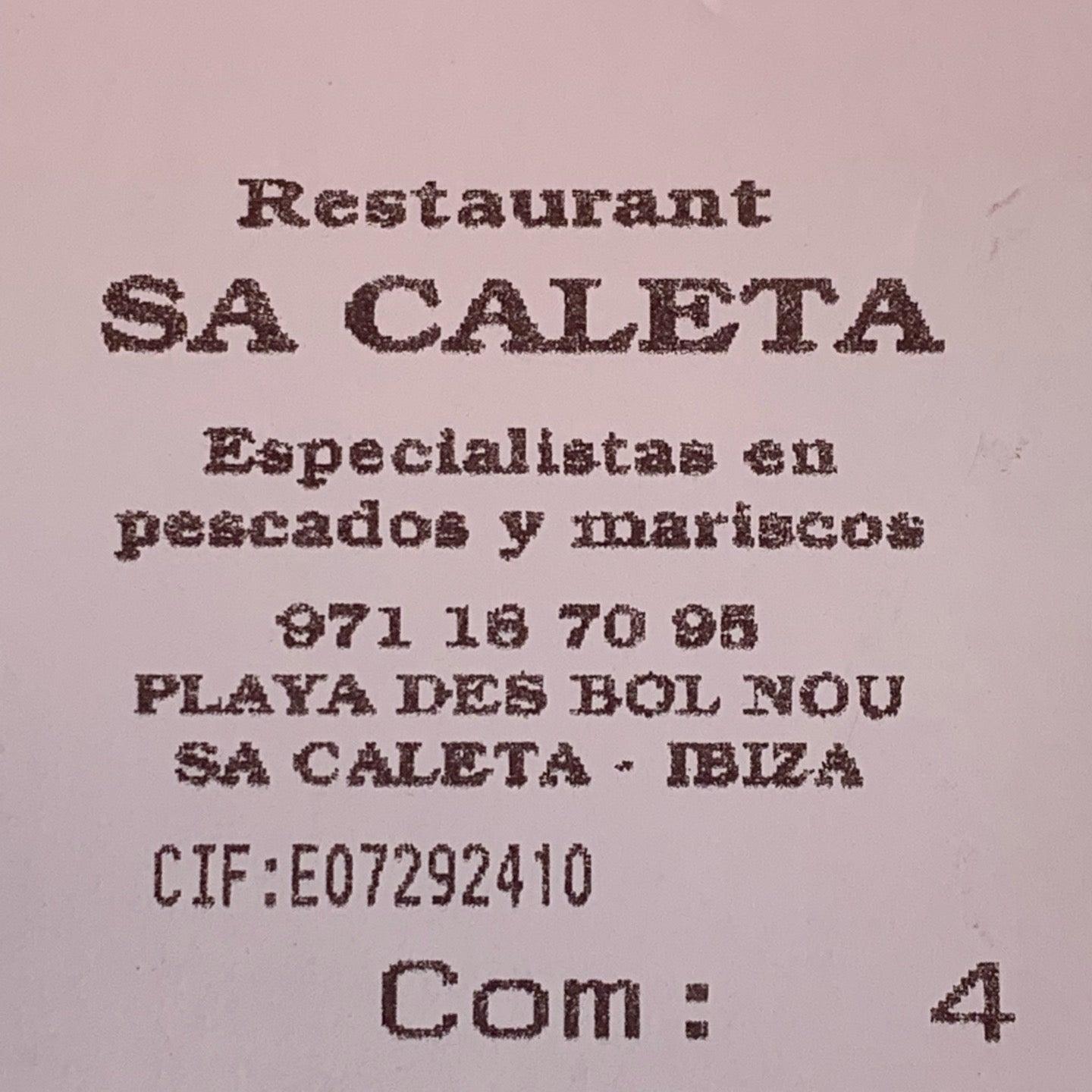 Menu at Sa Caleta restaurant, Formentera