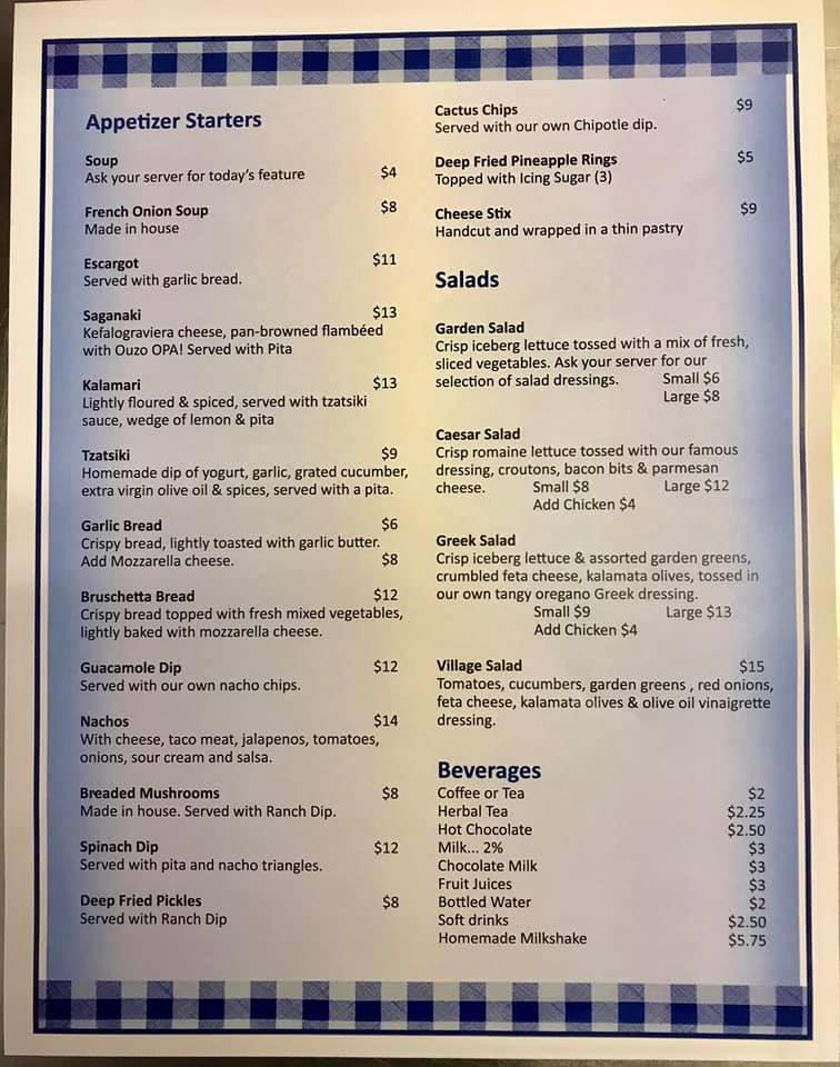 Menu at The Galley restaurant, Port Severn