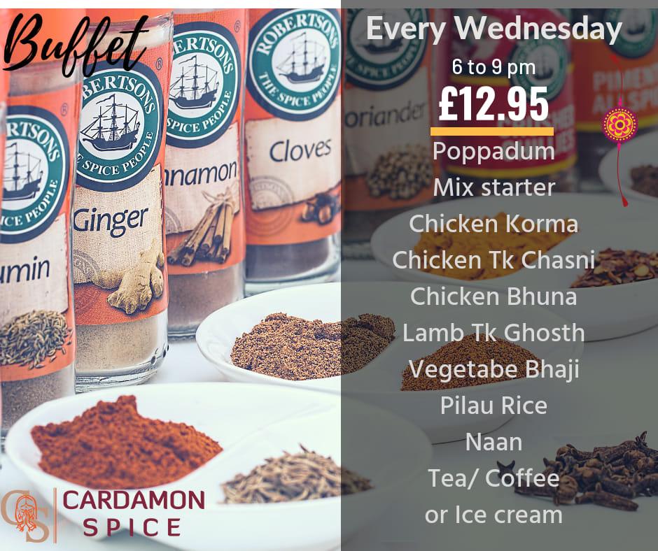 Menu at Cardamon Spice restaurant, Forres