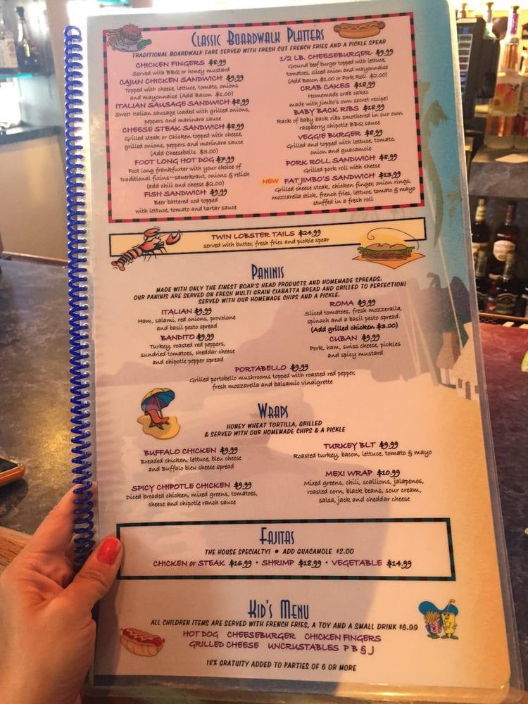 Menu at Jimbo's Bar and Grill, Seaside Heights, 715 Boardwalk