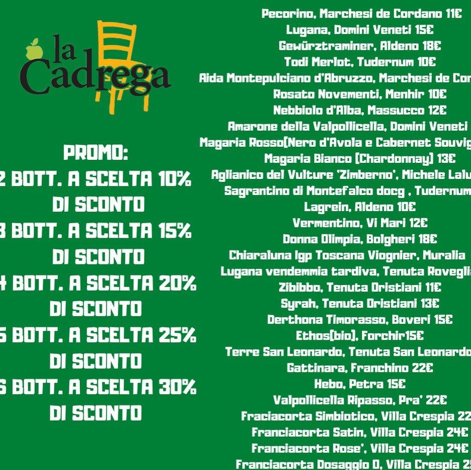Menu da La Cadrega pub & bar, Domodossola