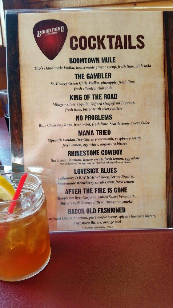 Menu at Boomtown Saloon Country Bar, Lake Delton