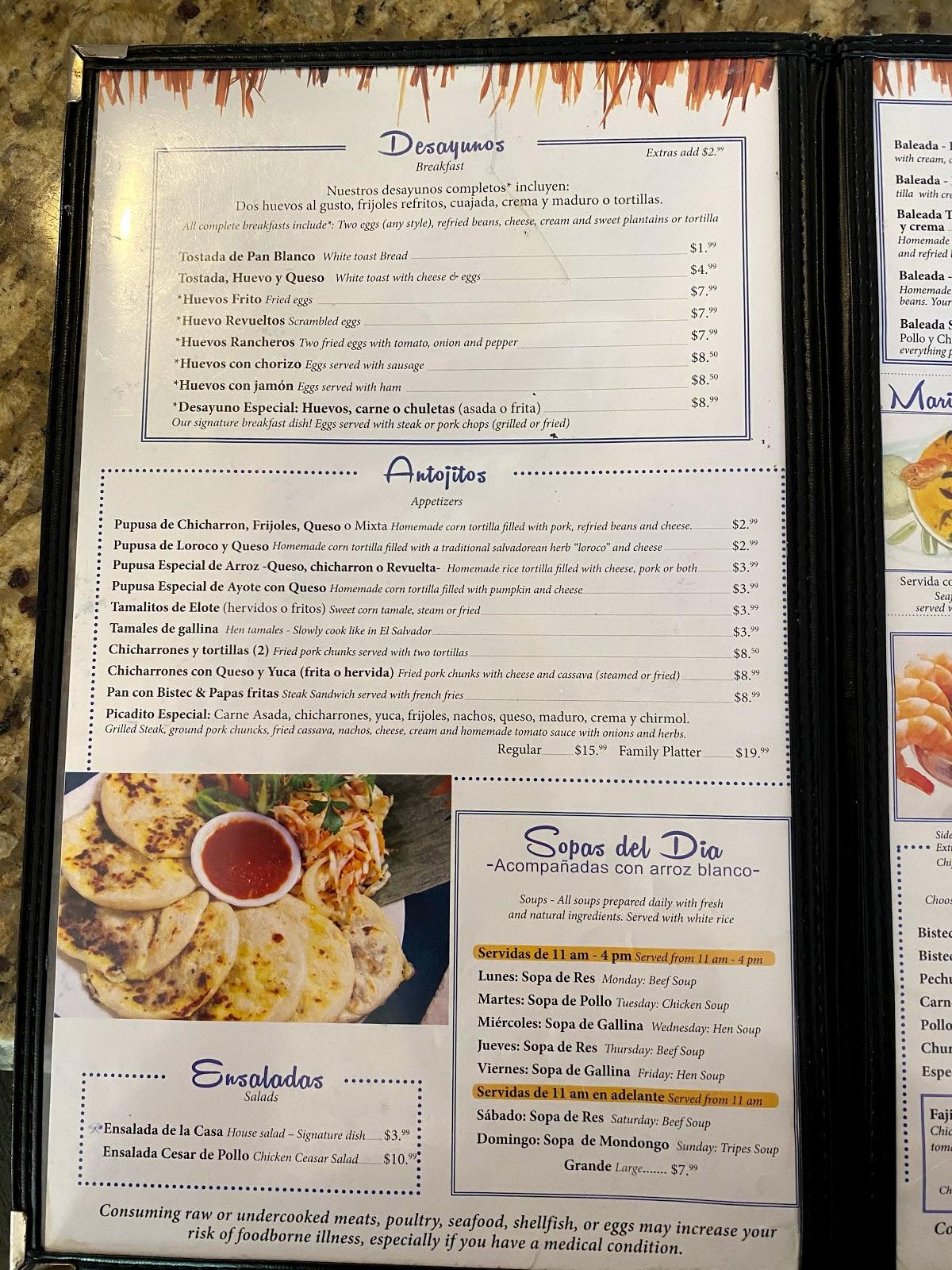 Menu at El Tipico Guanaco Restaurant and Cafe, Hollywood, Pines Blvd