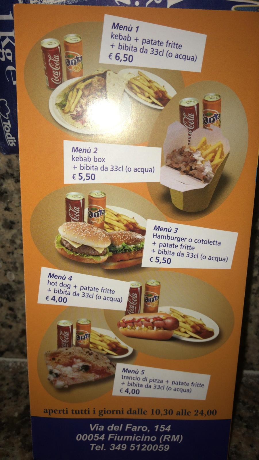 Menu at STAR ISTANBUL KEBAB, Fiumicino