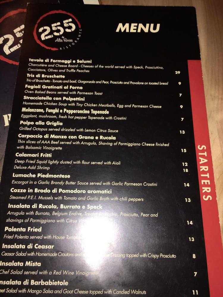 Menu at 255 By Alta Rossa Ristorante pizzeria, Vaughan