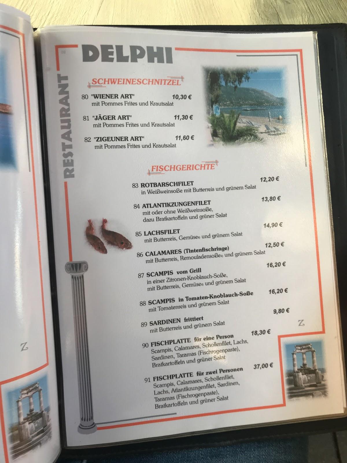 Speisekarte von Delphi restaurant, Hanau