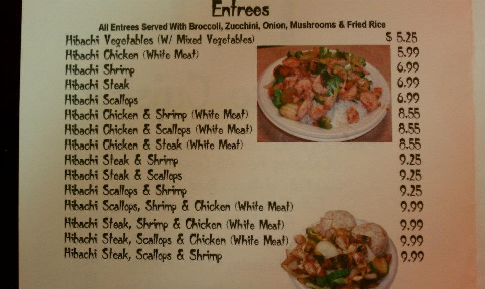 Menu at Nc Japan Express restaurant, Raleigh