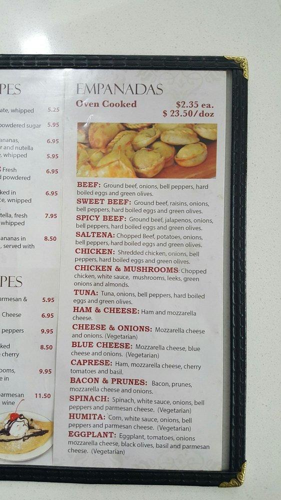 Carta de pizzería Rika's Empanadas, Glendora