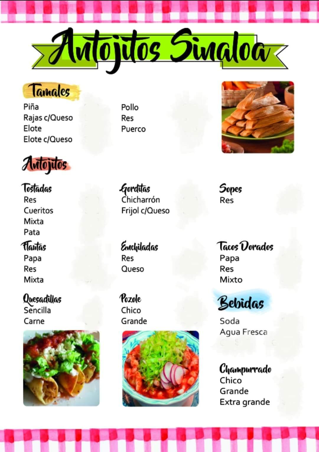 Menu at Antojitos Sinaloa restaurant, Tijuana
