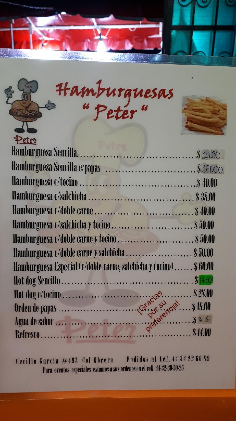 Menu at Hamburguesas y Hot Dogs Peter restaurant, Morelia, Cecilio ...