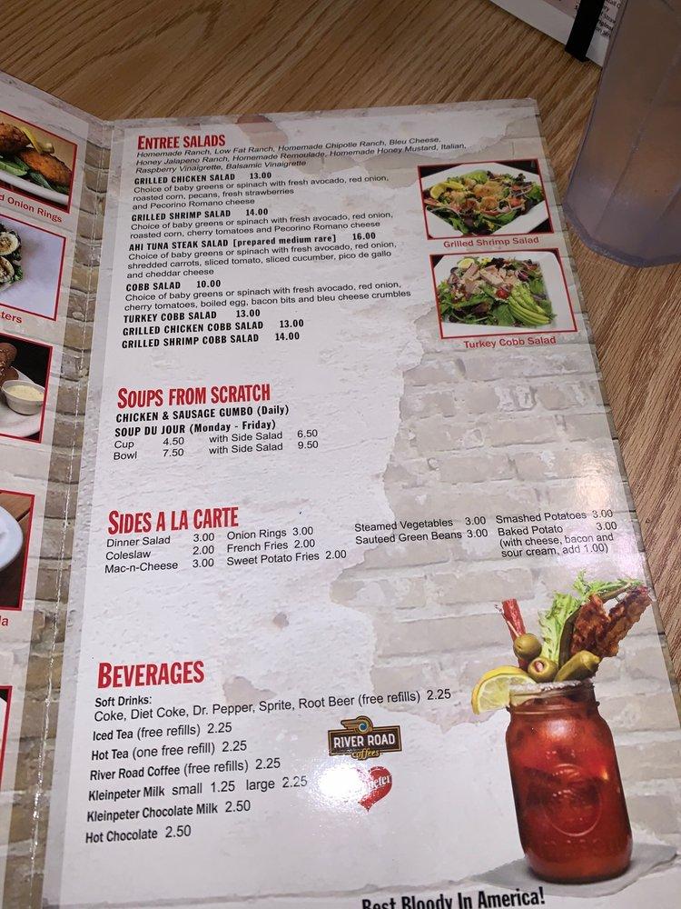 Menu at Mason's Grill restaurant, Baton Rouge