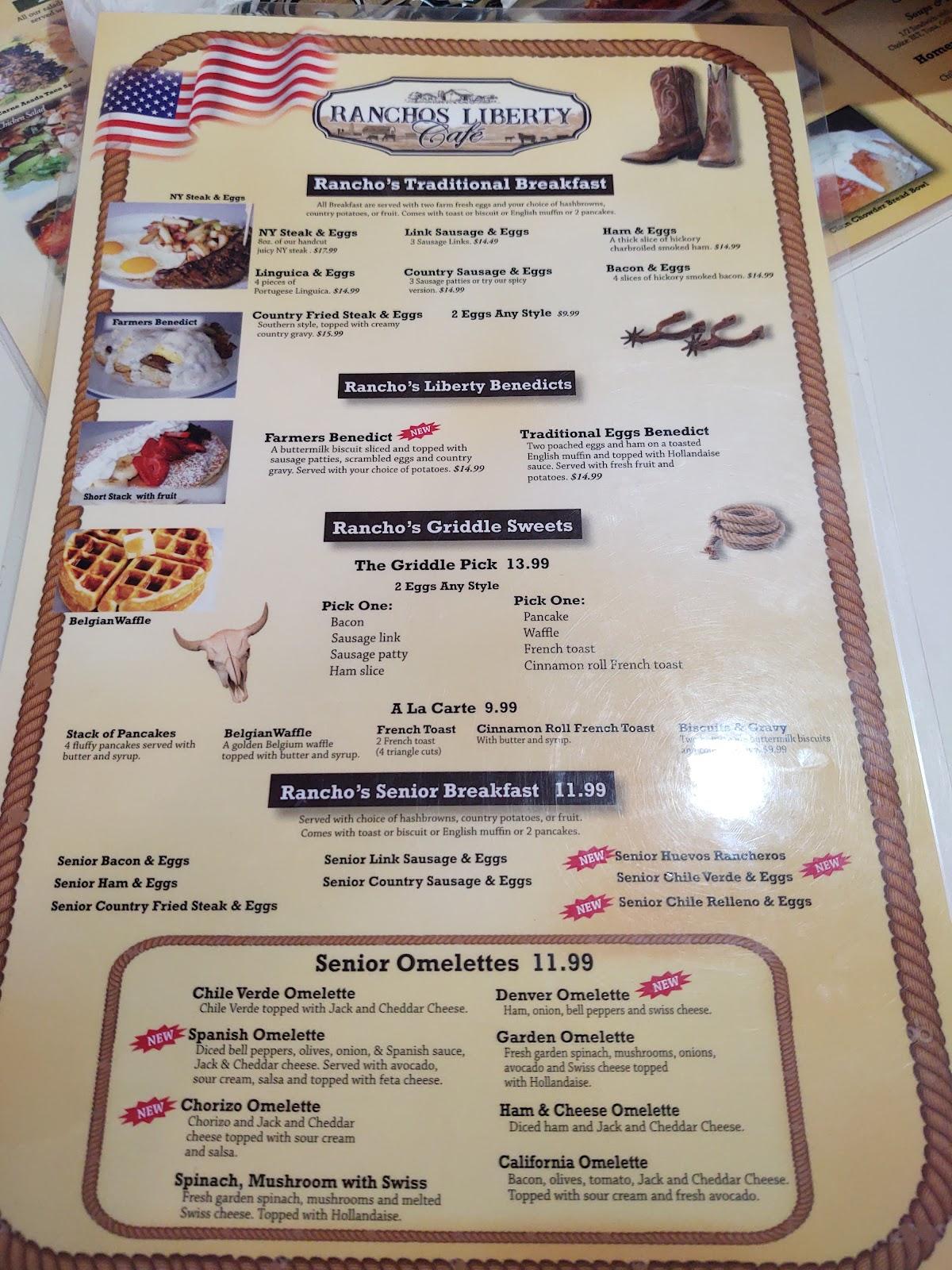 Menu at Rancho's Liberty Cafe, Bonadelle Ranchos-Madera Ranchos, Ave 12 ...