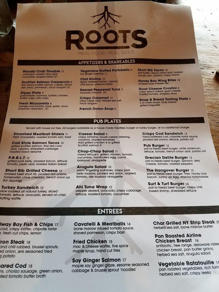 Menu at Roots Real Food Real Beer pub & bar, East Norriton