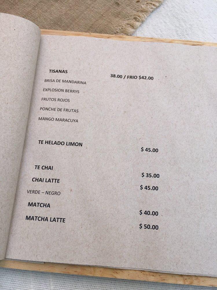 Menu at Taler de tagle cafe, Morelia