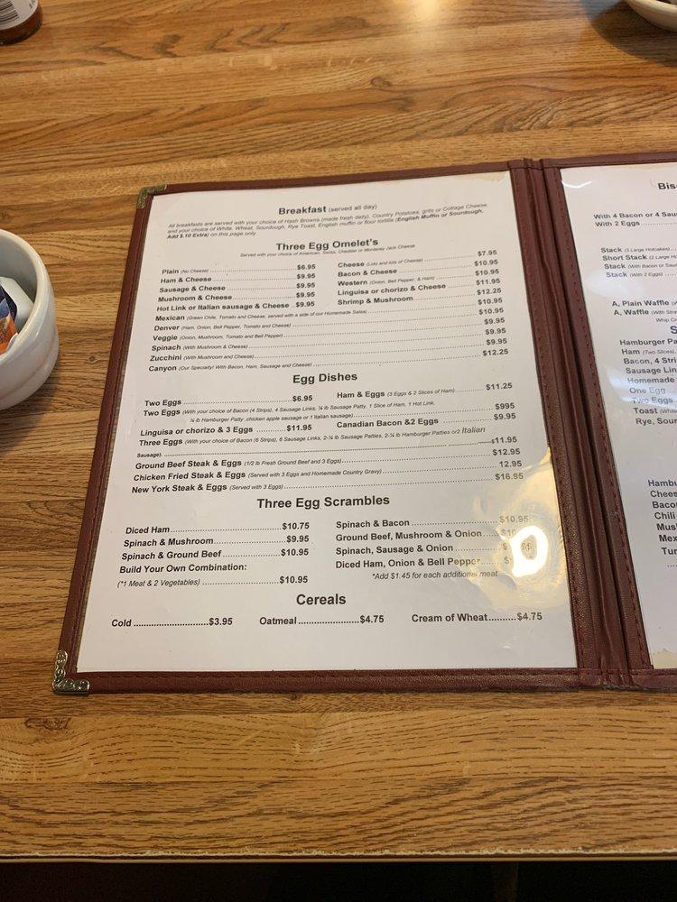 Menu at Canyon Café cafe, American Canyon