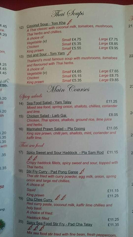 Menu at Restaurant Royal Thai, Arbroath