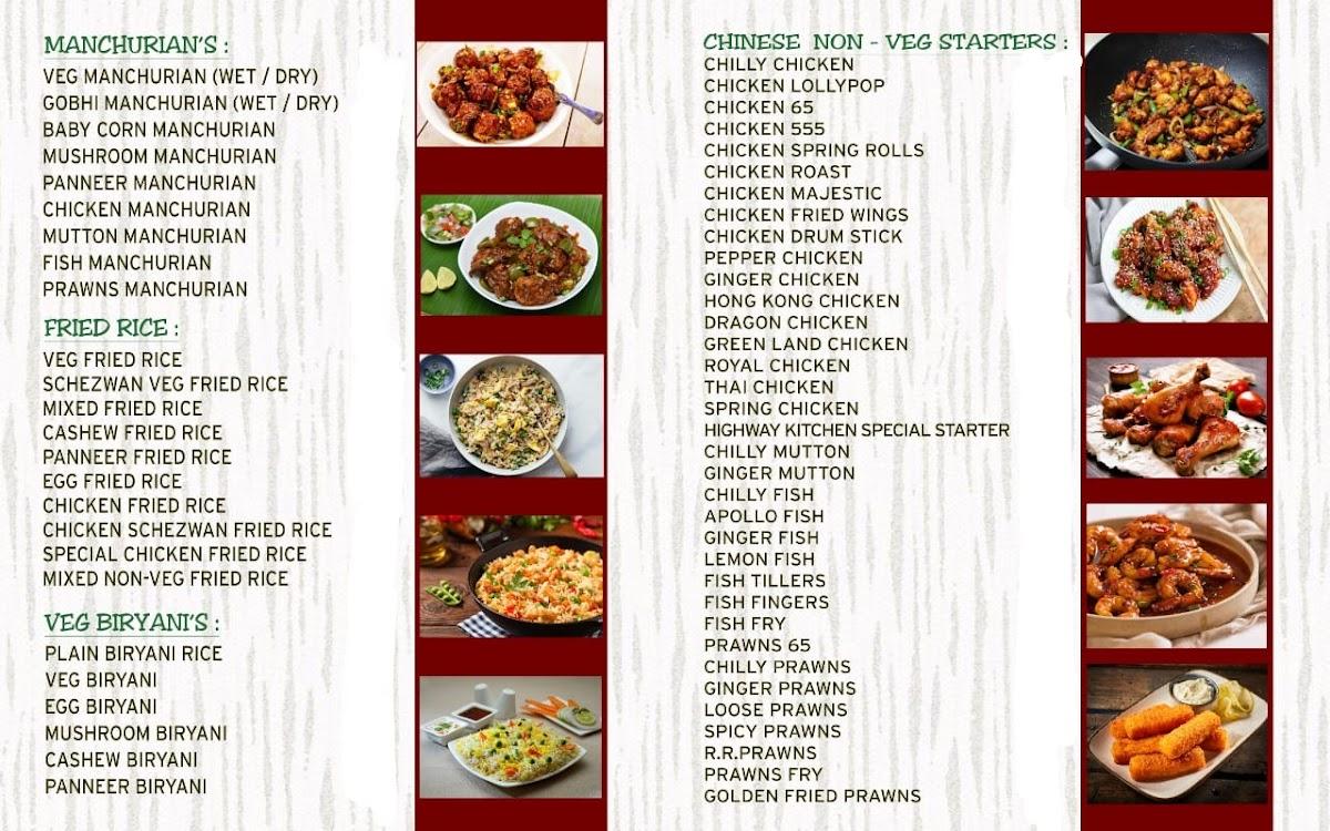 Menu at The Highway kitchen, Kasimkota