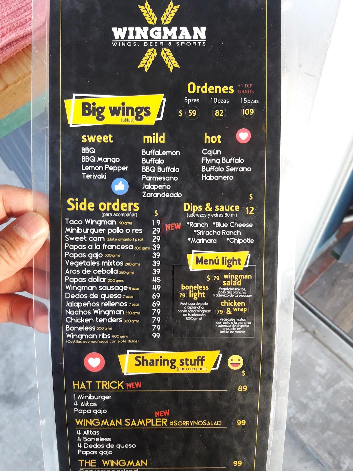 Menu at Wingman pub & bar, Manzanillo, Blvd. Miguel de la Madrid 1381