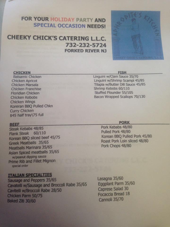 Menu at Aphrodite's Kitchen restaurant, Lacey Township