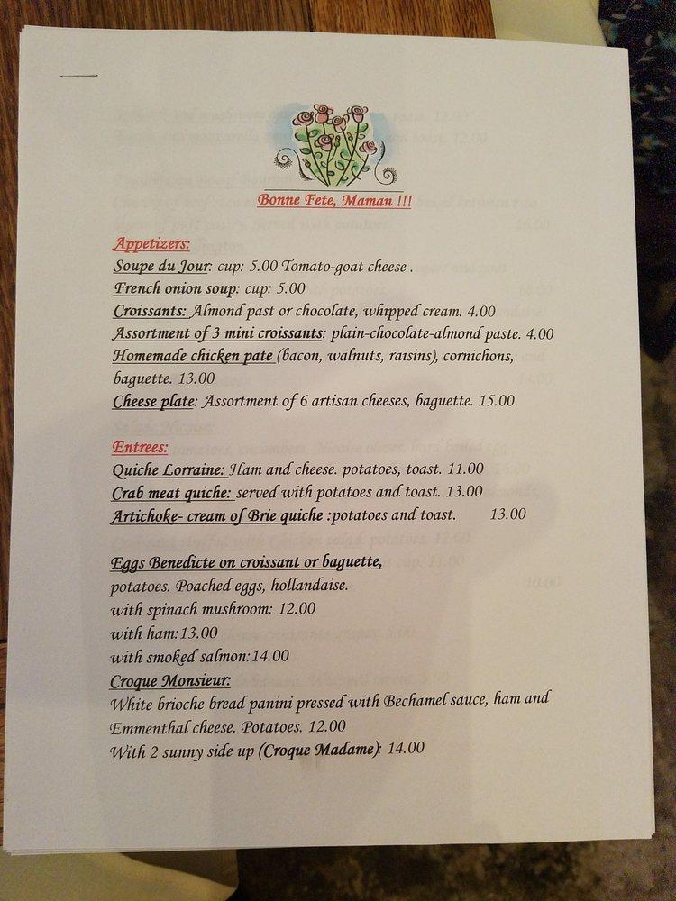 Menu at Cafe Alsace, Decatur