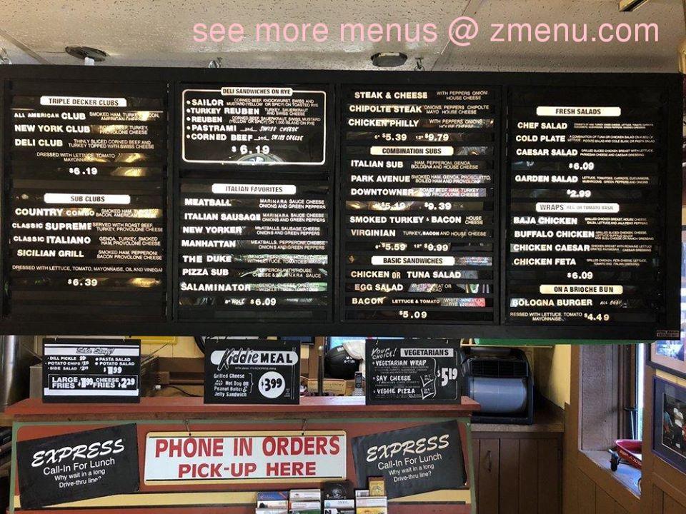 Menu at Classics Sandwiches & Subs restaurant, Richmond
