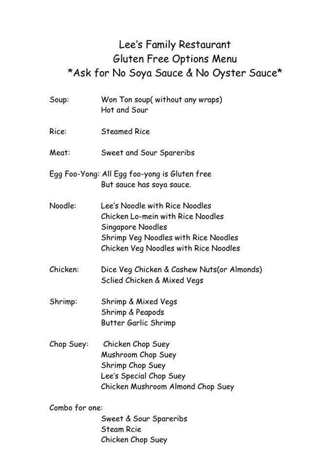 Menu at Lee's Family Restaurant, Calmar
