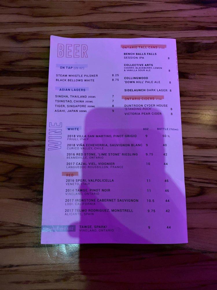 Menu at Low Down pub & bar, Collingwood