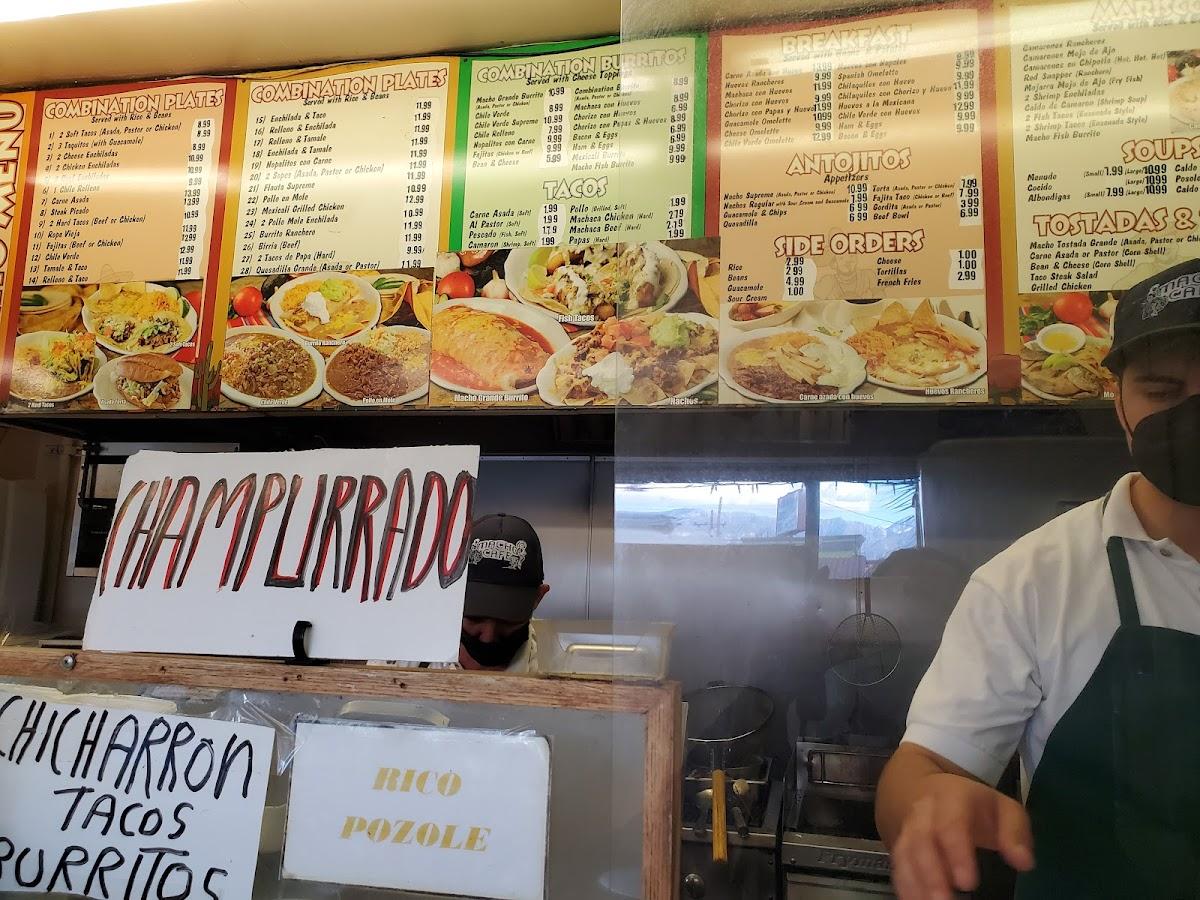 Menu at Macho Cafe Mexican Food, San Gabriel