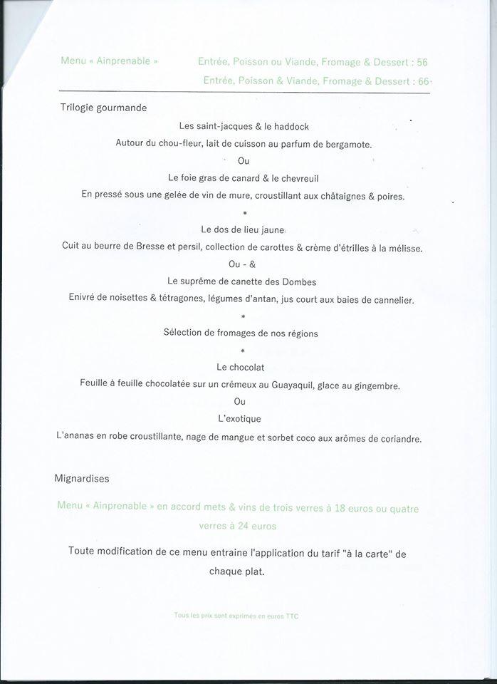 Menu at Restaurant La Fine Fourchette, Virignin, Route Départementale 1504