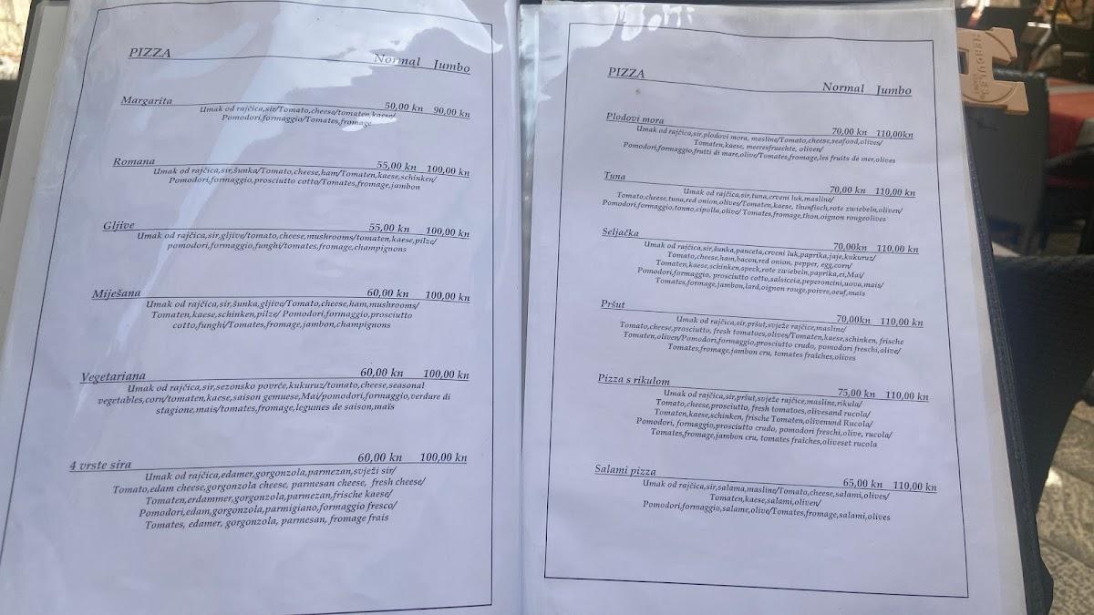 Menu at "Restaurant Royal", Trogir