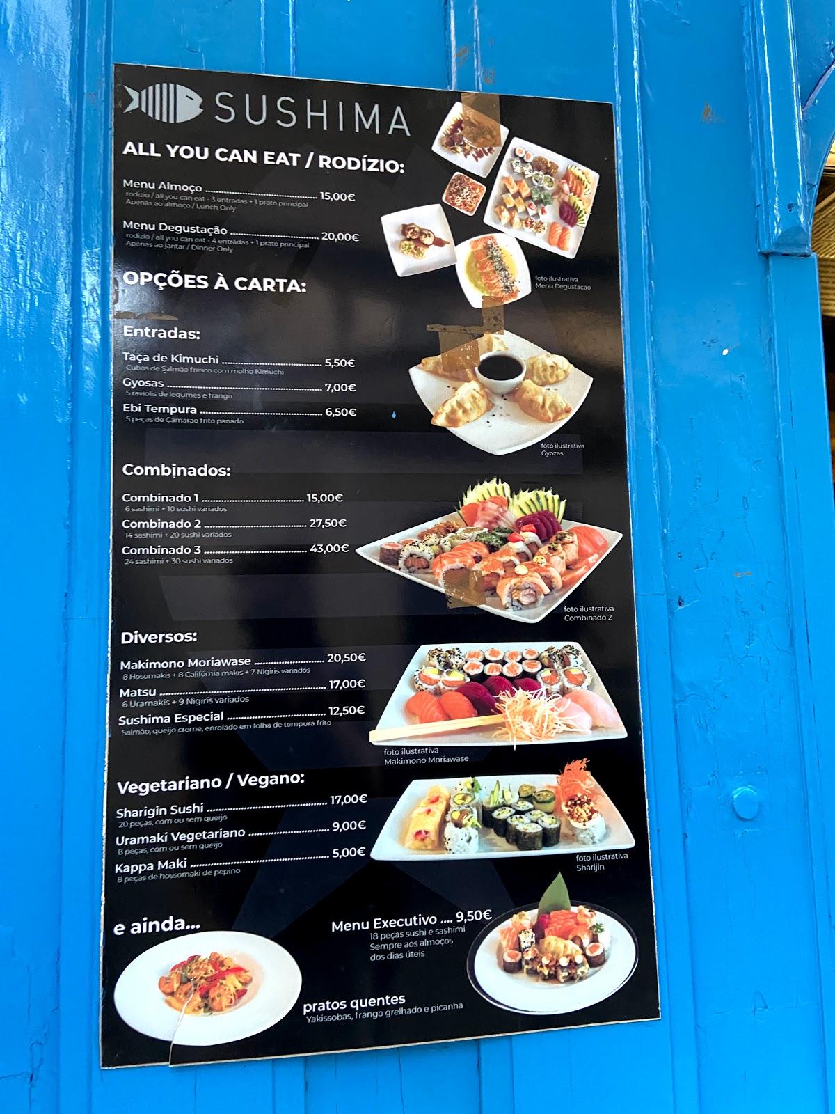 Menu em Sushima restaurante, Lisboa