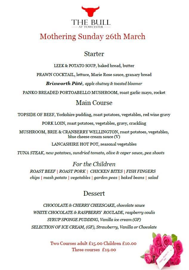 Menu at The Bull Towcester restaurant, Towcester