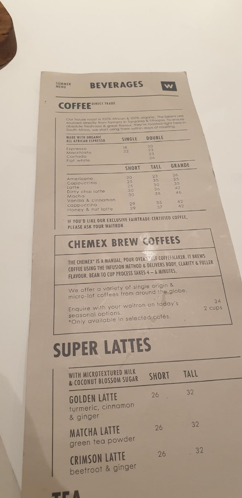 Menu at Woolworths Centurion Mall cafe, Centurion, Shop No 1