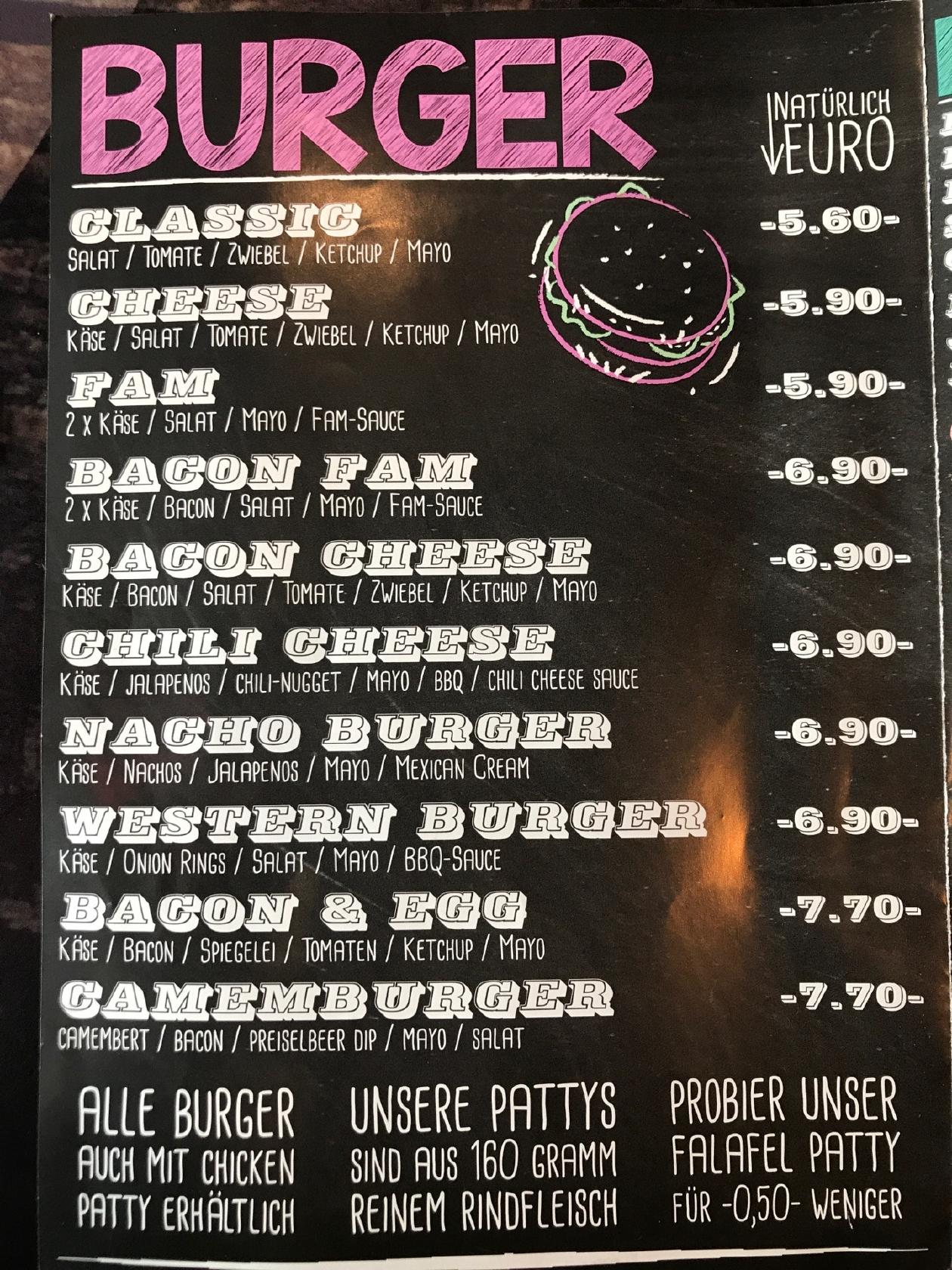 Menu at Burger Fam Datteln restaurant, Datteln