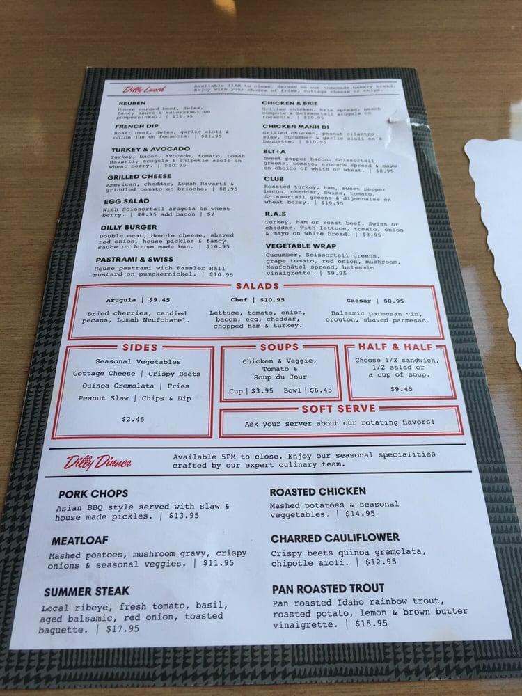 Menu at Dilly Diner cafe, Tulsa