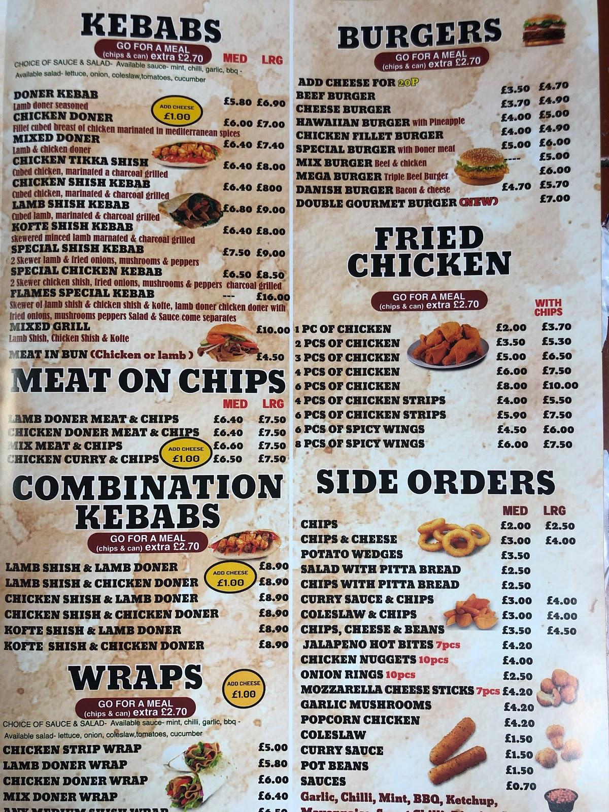 Menu at Flames Pizza (Swansea) restaurant, Pontardawe