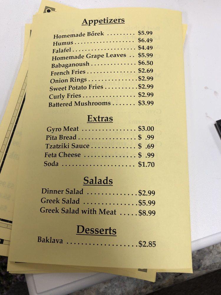 Menu at Izmir Gyro House restaurant, Bellevue