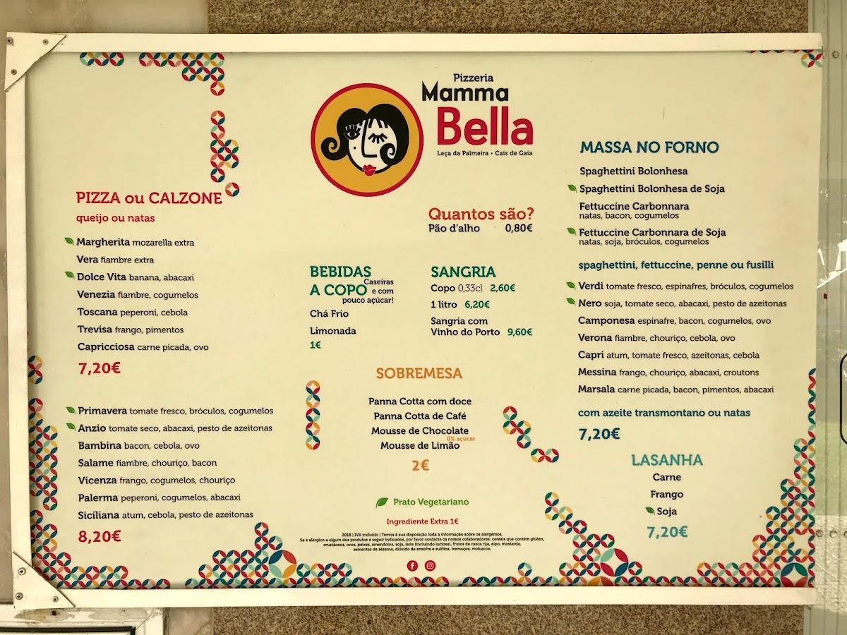 Menu em Mamma Bella restaurante, Leça da Palmeira, R. Francisco Sá ...