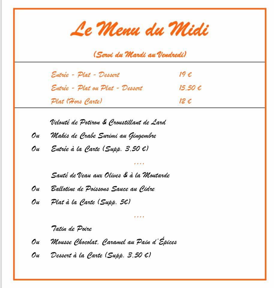 Menu at Au Coin de la Rue restaurant, Nancy