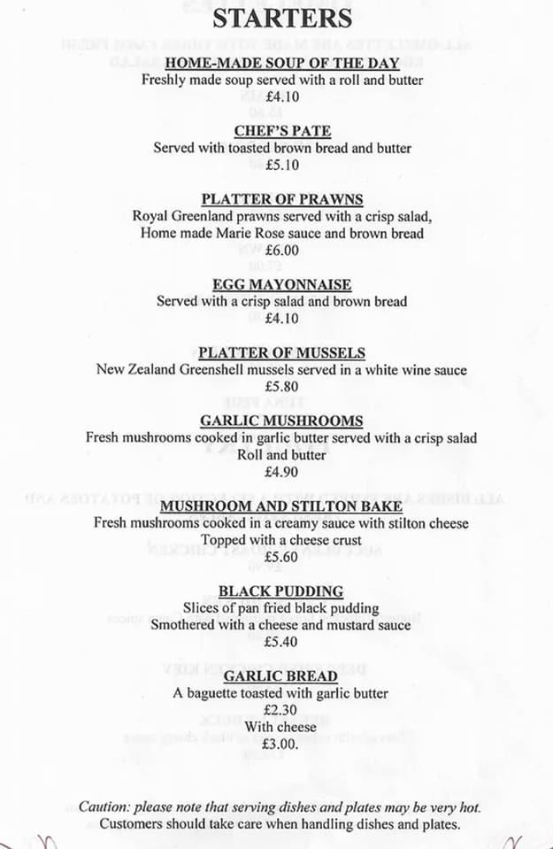 Menu at Bulls Head pub & bar, Rochdale, Lane Bottom