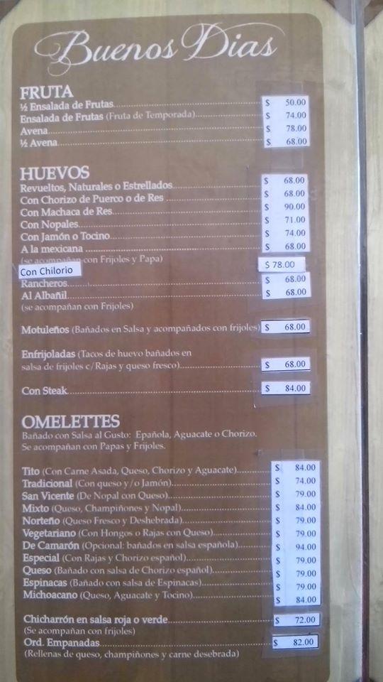 Menu at El Foreign restaurant, Ensenada