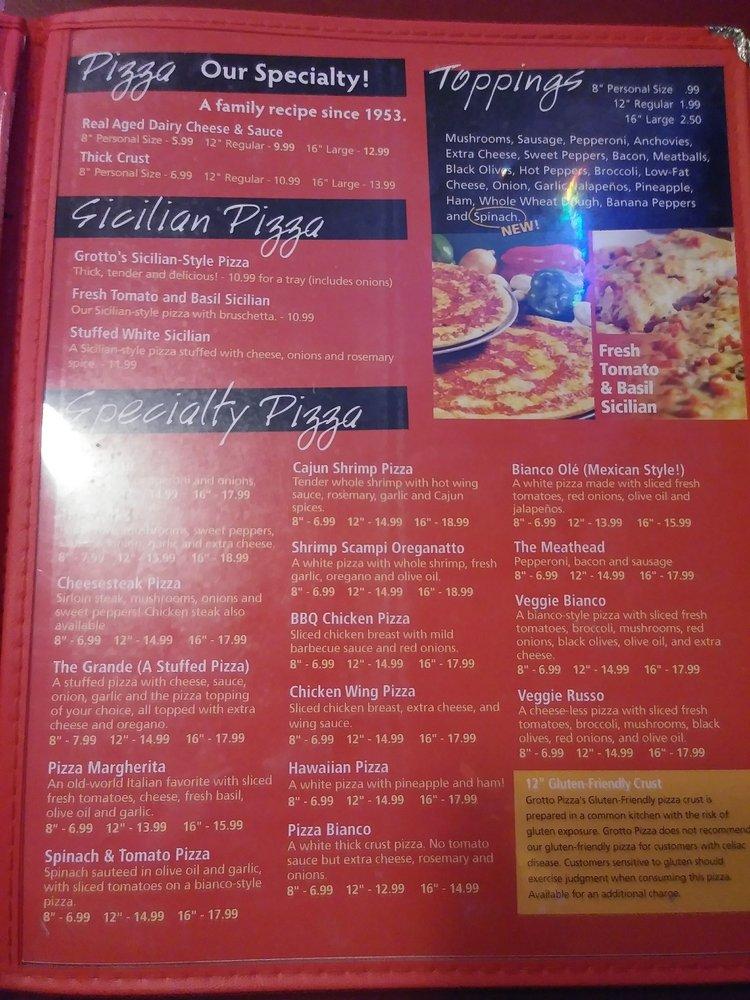 Menu at Grotto Pizza pizzeria, Edwardsville, 36 Gateway Shopping Center