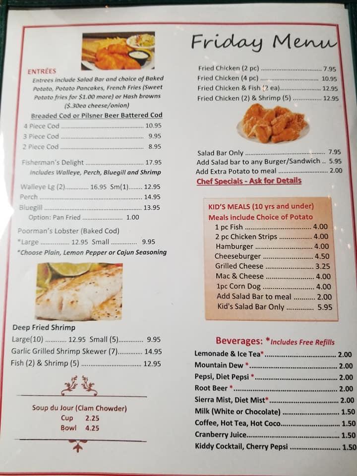 Menu at Bark River Lanes, Rome