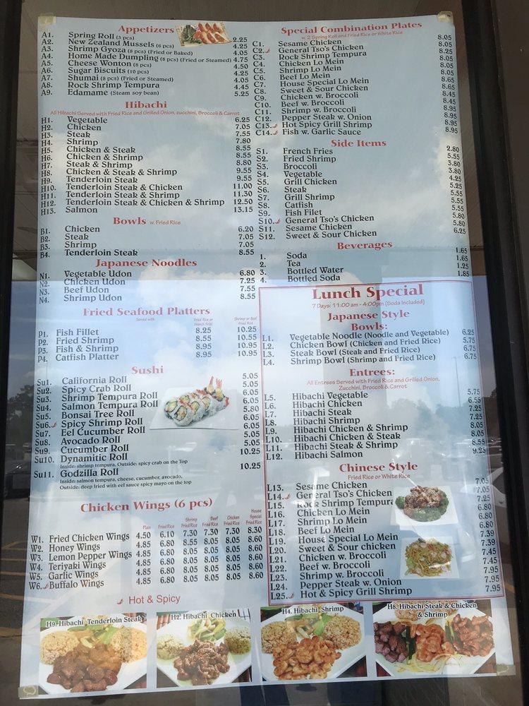 Menu at Nagoya Japanese Grill restaurant, Georgetown