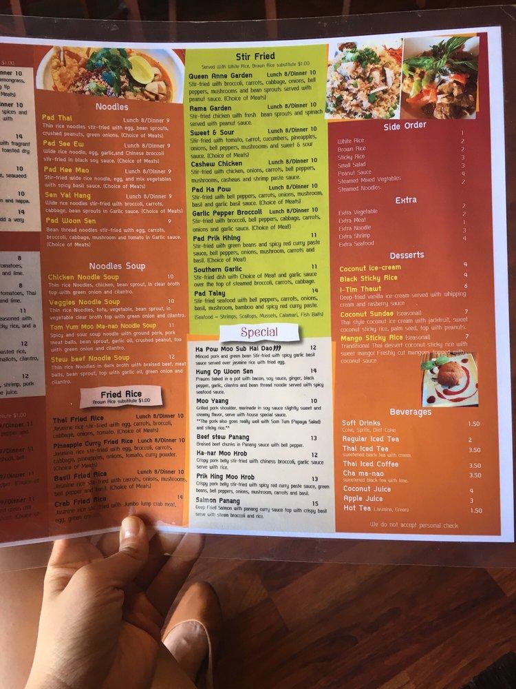 Menu at Pung Kang restaurant, Seattle