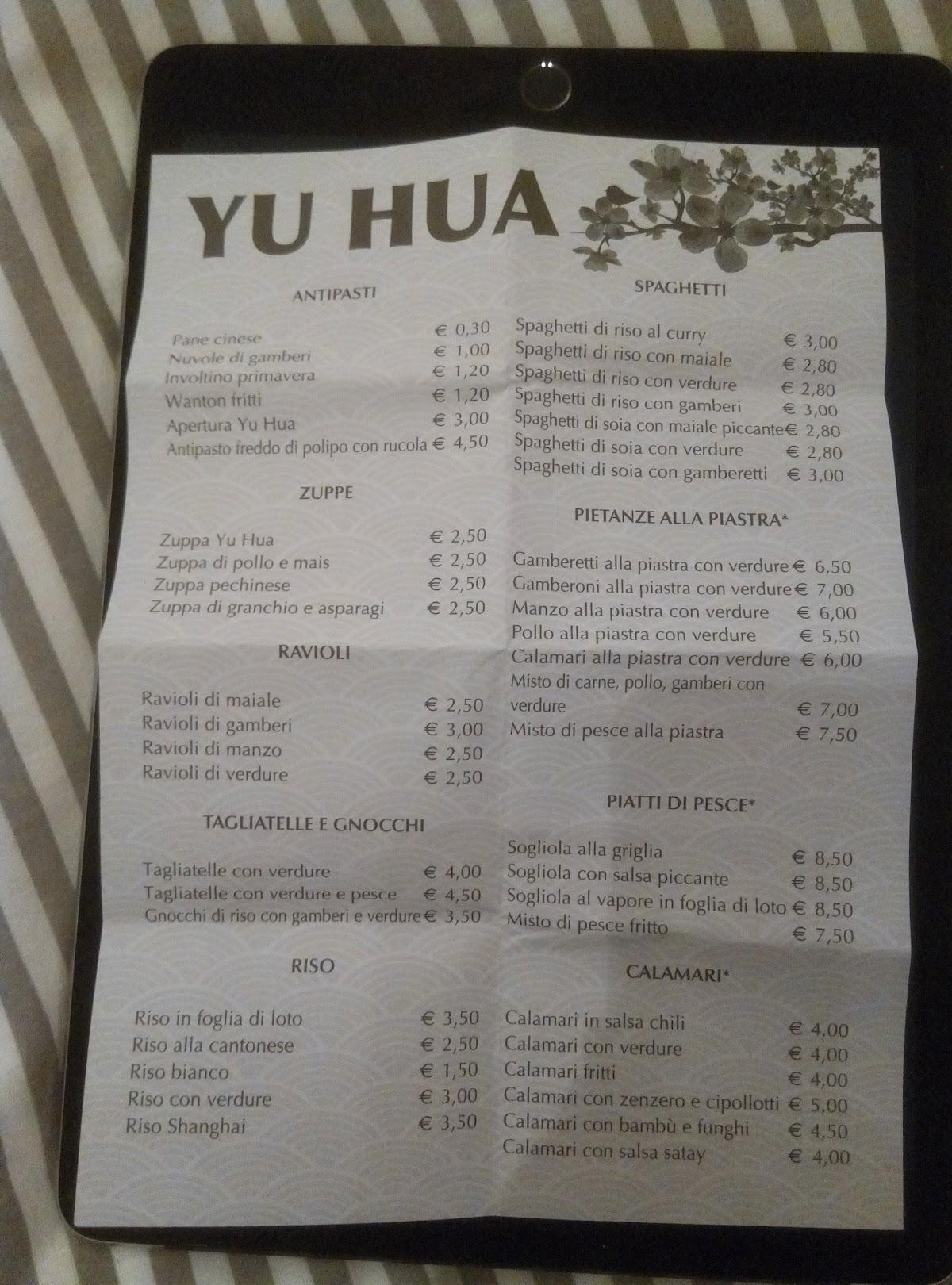 Speisekarte von Yu Hua restaurant, San Giuliano Milanese