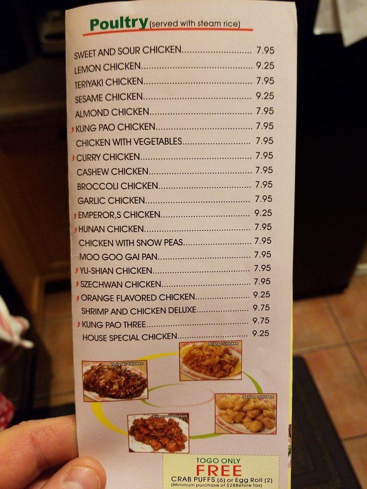 Menu at Big Heng restaurant, Peoria