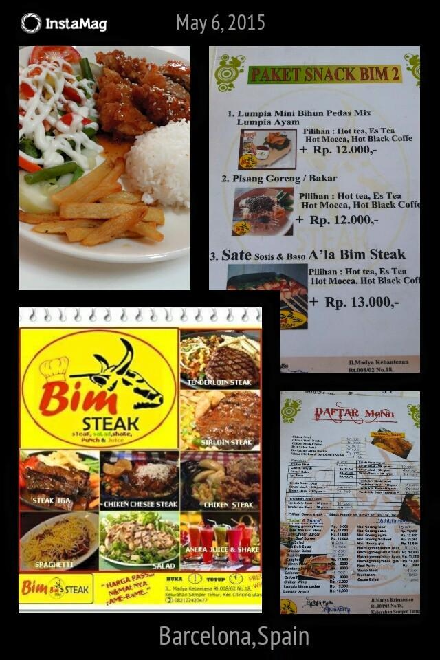 Menu at Bim Steak cafe, Jakarta