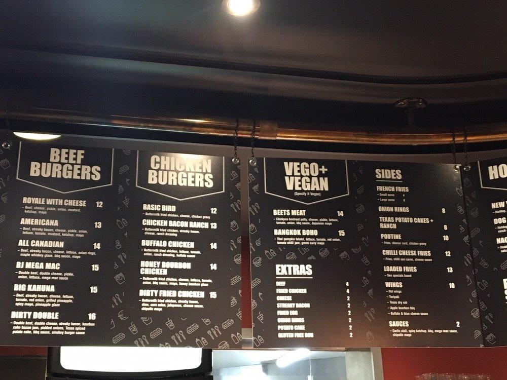 Menu at Burger Junkie restaurant, Launceston